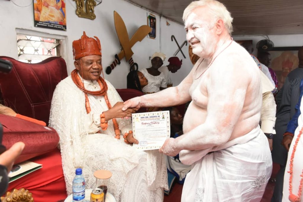 Ovie of Ughelli confers chieftaincy title on HEOSL official, Herman ...